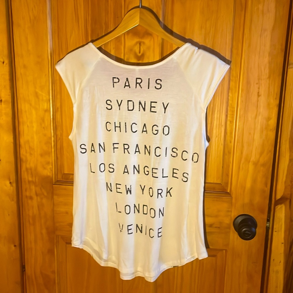Sleeveless City Landmarks Studded Graphic Tee - Gem